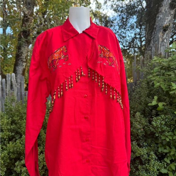 Southwest Canyon | Tops | Vintage 9s Red Western Shirt With Horse ...